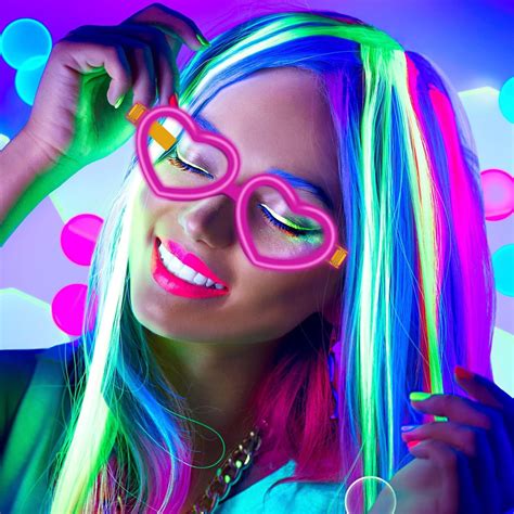 Party Propz Glow In The Dark Eyeglasses 1 Set Heart Shape Glow Stick Eyeglasses Glowing