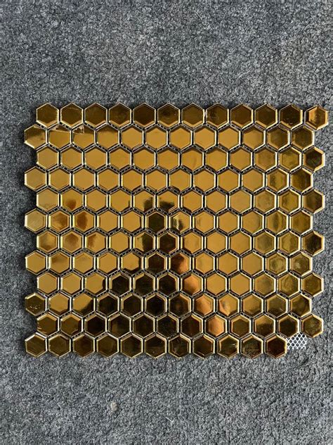 8mm Golden Hexagon Glossy Mosaic Tile Size 1x1 Feet At Rs 900piece