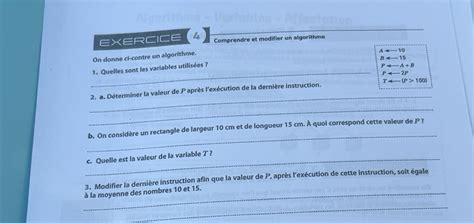 Résolu Exercice Comprendre Et Modifier Un Algorithme On Donne Ci Contre Un Algorithme Aarrow 10