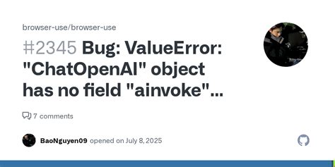Bug Valueerror Chatopenai Object Has No Field Ainvoke When Initializing Agent With