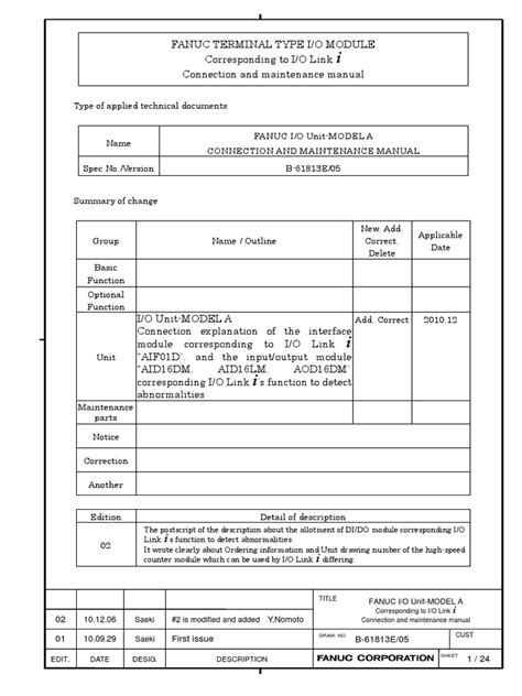 Io Unit Modela Connection And Maintenance Manual Pdf Power Supply Input Output