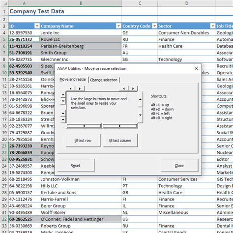 Asap Utilities For Excel Select Move Or Resize Selected Range