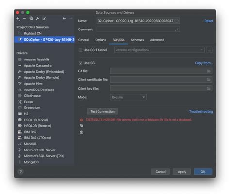 How To Open Sqlcipher Passwrd Protected File In Datagrip Ides Support