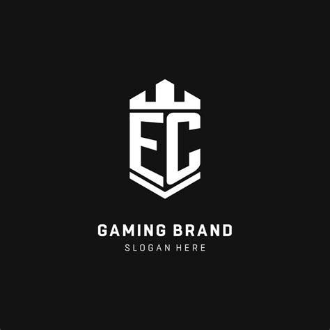 Ec Monogram Logo Initial With Crown And Shield Guard Shape Style