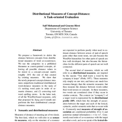 Distributional Measures Of Concept Distance A Task Oriented Evaluation Acl Anthology