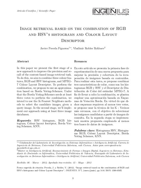 Pdf Image Retrieval Based On The Combination Of Rgb And Hsvs Histograms And Colour Layout