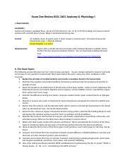 Comprehensive Review Of Exam One BIOL 2401 Anatomy Physiology I