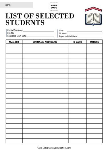 Free Editable Class List Templates