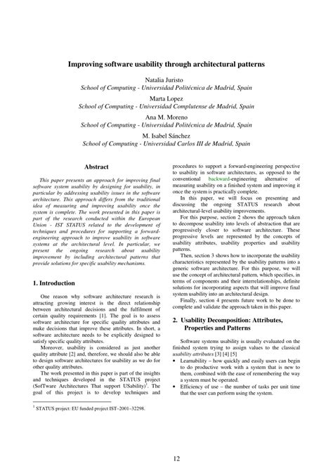 Pdf Improving Software Usability Through Architectural Patterns