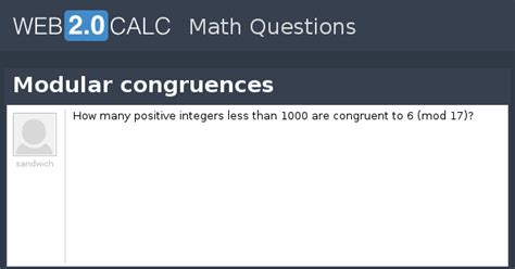 View Question Modular Congruences