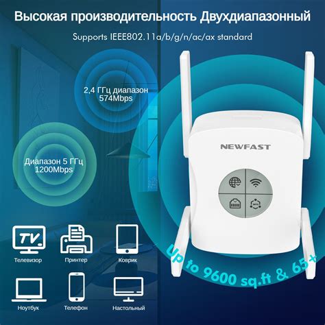 Усилитель Wi Fi сигнала Newfast усилитель сигнала Wi Fi 1800 Мбит с 4 антенны дальнего действия