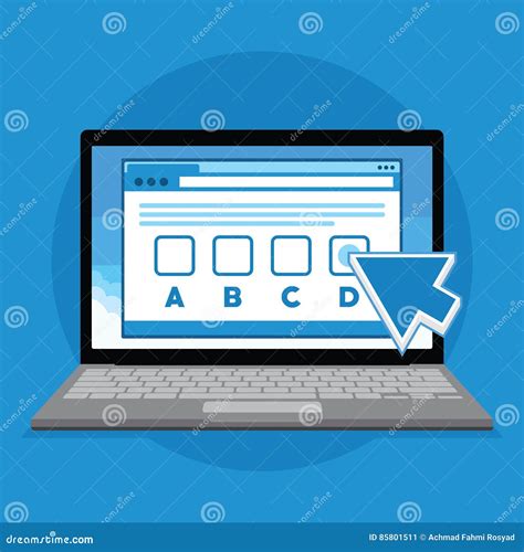 Online Exam Laptop With Checklist And Pencil Taking Test