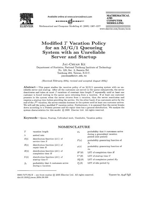 Direct Modified T Vacation Policy For An Mg1 Queueing System With An Unreliable Server And