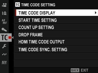 TIME CODE SETTING Movie Recording