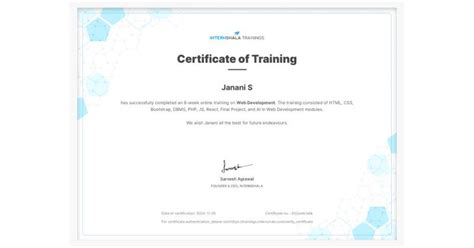 janani s on linkedin successfully completed the web development