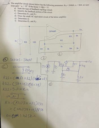 Answered The Amplifier Circuit Shown Below Has The Following Parameters Rid K Ro K