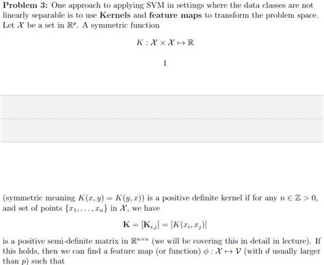 Solved Problem 3 One Approach To Applying SVM In Settings Chegg Com