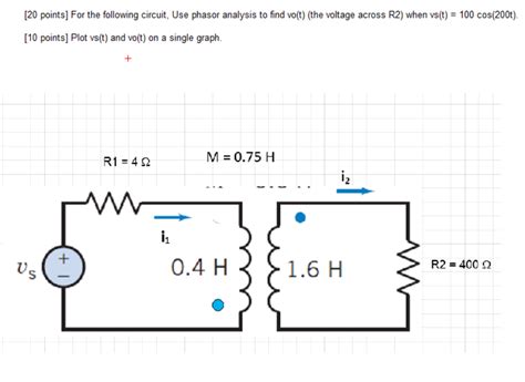 solved for the following circuit use phasor analysis to