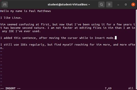 Insert Mode Edit File Linux