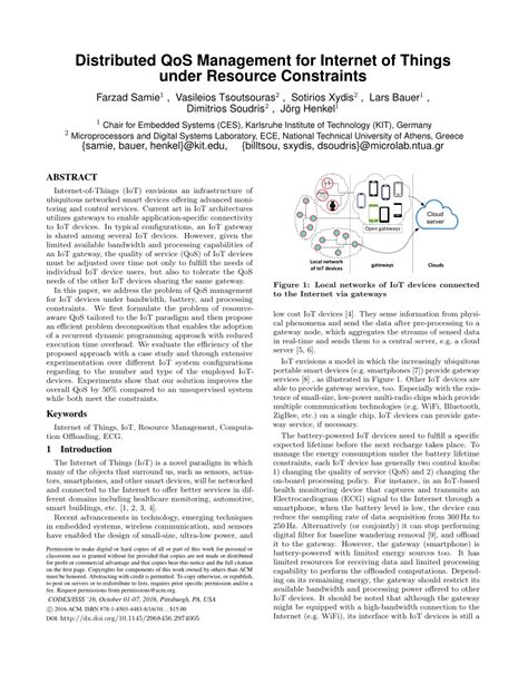 Pdf Distributed Qos Management For Internet Of Things Under Resource Constraints