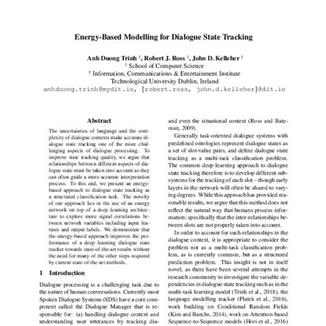 Energy Based Modelling For Dialogue State Tracking Acl Anthology