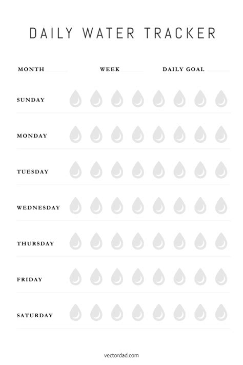 Free Printable Daily Water Tracker Template Daily Water Water