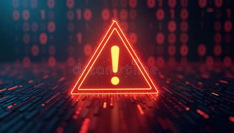 Glowing Binary Code Background Shows Red Alert Sign Digital Tech Alert Icon Represents