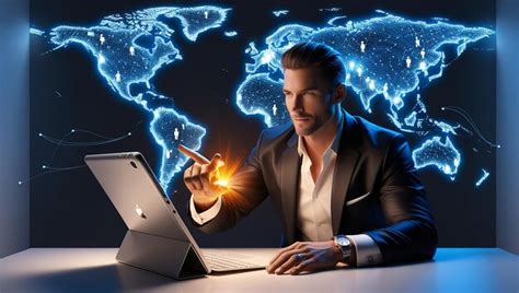 Social Networking Technology Concept With Businessman Using Computer