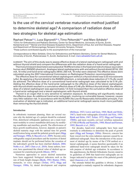 Pdf Is The Use Of The Cervical Vertebrae Maturation Method Justified