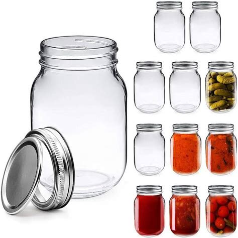 Empty Clear Sealed Glass Mason Jars Home Storage Glass Jar With Metal