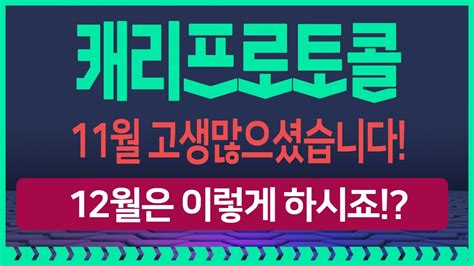 캐리프로토콜 11월 고생 많으셨습니다 12월은 이렇게 하시죠 Youtube