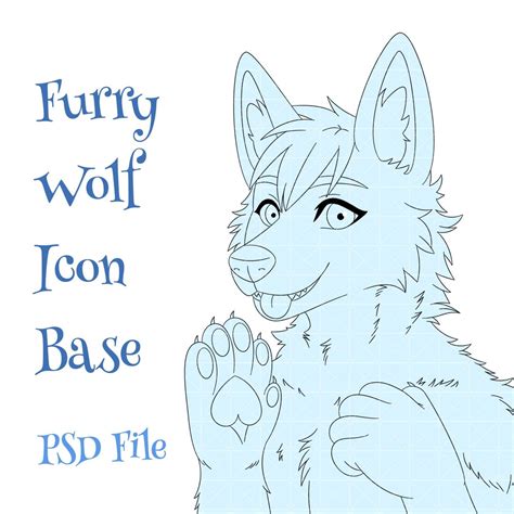 Wolf Furry Icon Base Psd Editable Lineart Fursona Headshot P2u Base