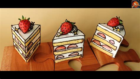 2d인줄 알았지 만화감성 뿜뿜 딸기조각케이크 만들기 How To Make 2d Strawberry