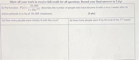 Solved Show All Your Work To Receive Full Credit For All