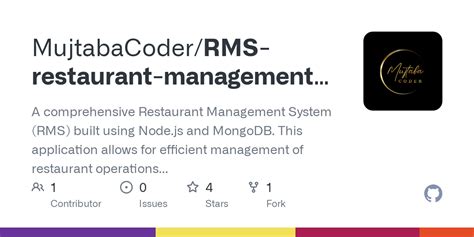 GitHub MujtabaCoder RMS Restaurant Management System Nodejs A