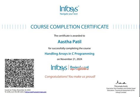 cprogramming arraysinc coding learning infosysspringboard aastha