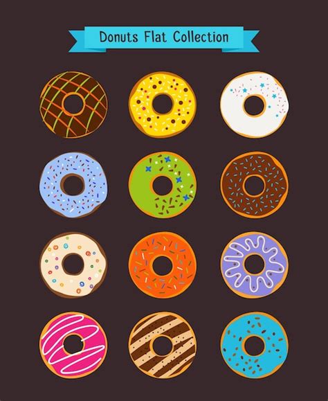 Rosquinhas Planas Elementos De Donut E Cafeteria Ilustração De