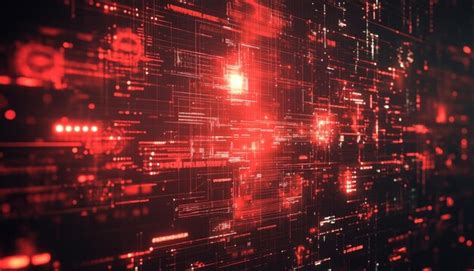 Abstract Red Digital Binary Code Running Through Network Cyberspace Premium AI Generated Image