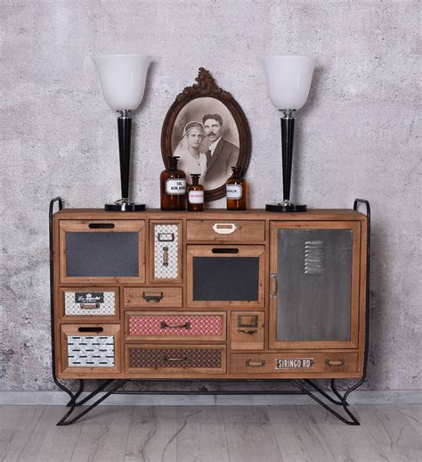 Loft Anrichte Vintage Sideboard Schubladenschrank Metall Holzkommode