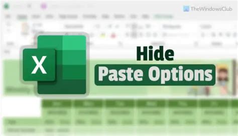 how to remove paste options button after pasting in excel