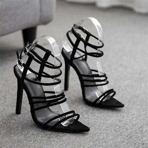 Stiletto High Heel Elegant Sandal Black Elegant Sandals Heels High