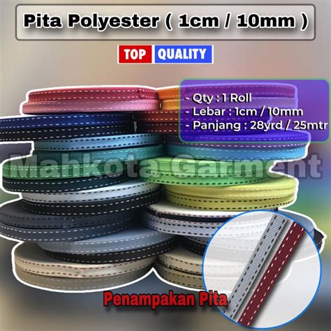 Jual Pita Polyester Bintik Ukuran 1cm Pita Strip Bis Bintik Pita
