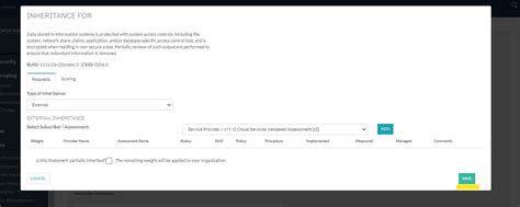 how to create external inheritance requests by requirement mycsf 2 0 1