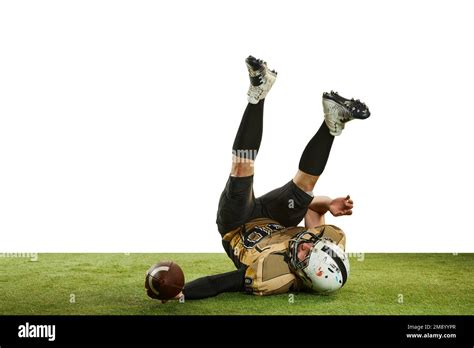 Catching Ball And Falling Man Professional American Football Player