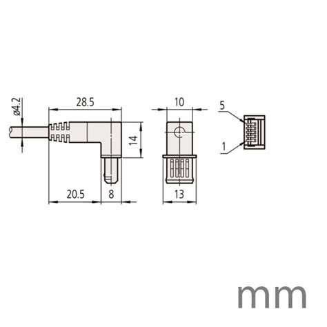 Mitutoyo 905689 Digimatic Rear Mounting Data Cable Type H ID C