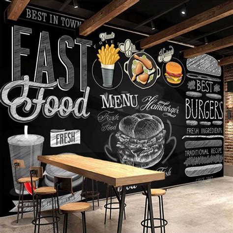Papel Pintado Grafiti Para Pizarra Personalizado Mural De Comida