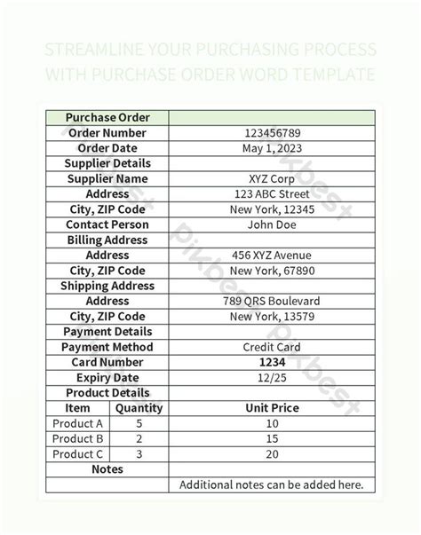 구매 주문 단어 템플릿을 사용하여 구매 프로세스를 간소화하세요 엑셀 템플릿 무료 다운로드 Pikbest