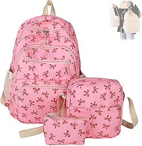 3 Pcs Set Bow Backpack For Girls Large Capacity Cute