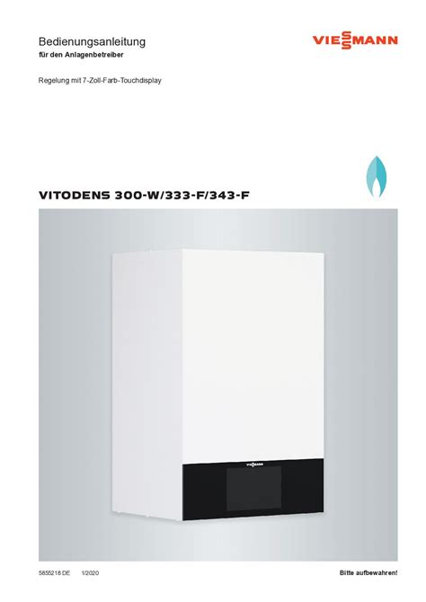 Viessmann Vitodens 300 W Bedienungsanleitung Deutsch