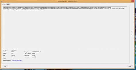Esent 507 532 Error In Event Viewer Windows 8 Help Forums